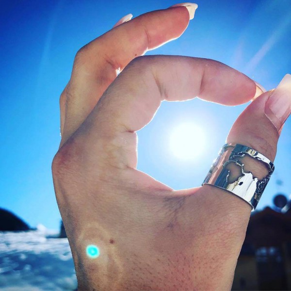 Around the world ring in stainless steel